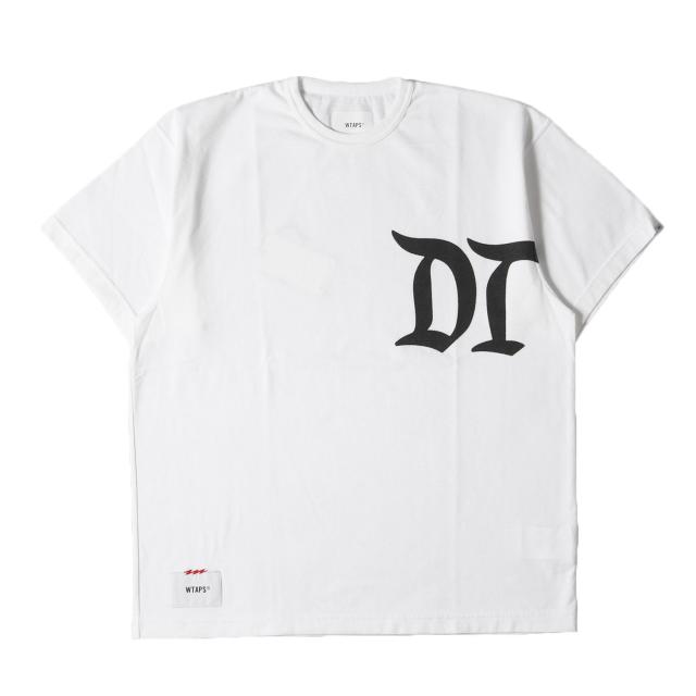 WTAPS ダブルタップス Tシャツ サイズ:S 23SS DTロゴ クルーネック 半袖Tシャツ DESIGN 02 / SS / CTPL. DSQD ホワイト 白 トップス カットソー【メンズ】【中古】【K4143】