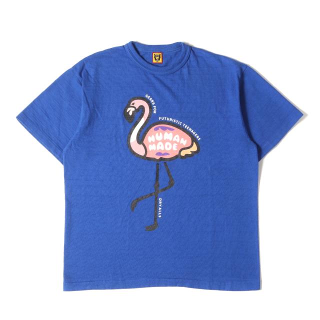 HUMAN MADE ヒューマンメイド Tシャツ サイズ:L 22SS フラミンゴ グラフィック クルーネック Tシャツ ブルー トップス カットソー 半袖【メンズ】【中古】【K4153】