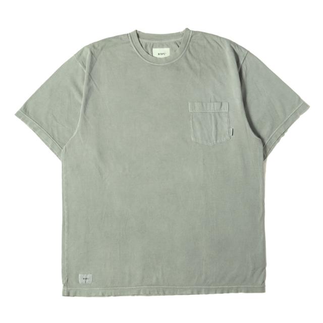 WTAPS ダブルタップス Tシャツ サイズ:L / 21AW ピグメントダイ加工 ポケット Tシャツ (BLANK SS) / グリーン / トップス カットソー 半袖【メンズ】【中古】【K4466】