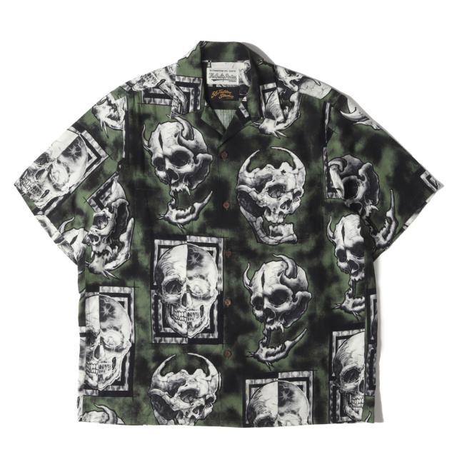 WACKO MARIA ワコマリア シャツ サイズ:S / 22SS 56 TATTOO STUDIO ハワイアンシャツ / アロハシャツ (HAWAIIAN SHIRT S/S) / オリーブ / トップス カジュアルシャツ【メンズ】【中古】【K4463】