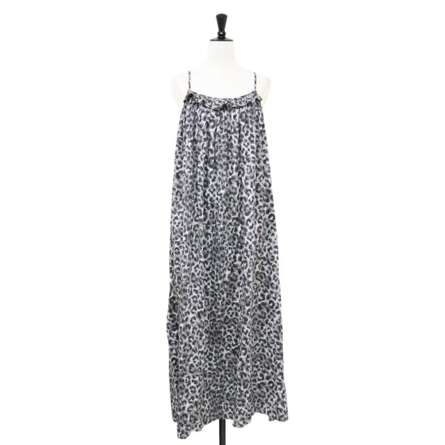 Cloth&Cross クロス＆クロス ワンピース  グレー サイズ:2(M) / 25春夏 レオパード キャミソール ドレス / ロング丈 ギャザー ヒョウ柄 コットン レーヨン / 日本製 / トップス ワンピース / 日本製【レディース】【中古】【美品】【K4465】