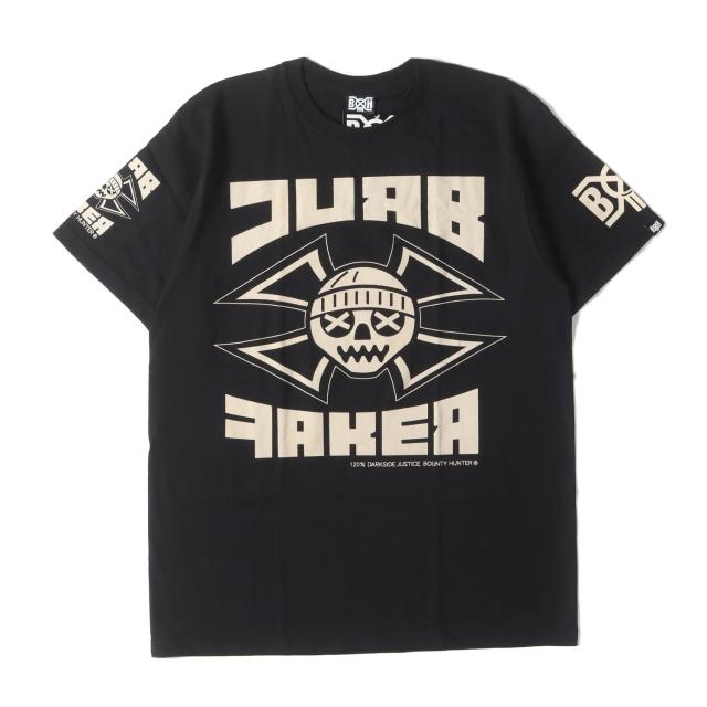 BOUNTY HUNTER バウンティーハンター Tシャツ サイズ:M / CURB FAKER クルーネック Tシャツ / ブラック 黒 / トップス カットソー 半袖 / コラボ【メンズ】【K4468】