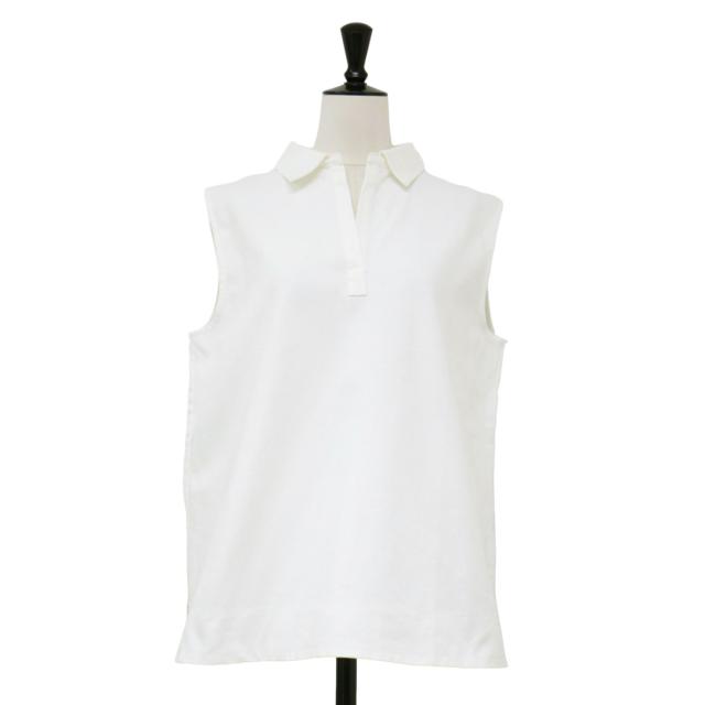 Theory セオリー ノースリーブ ポロシャツ ホワイト 白 サイズ: S 9号 / Cotton ST Pique SL Polo Shell B. プルオーバー スキッパーネック ストレッチ コットン / トップス 【レディース】【K4469】