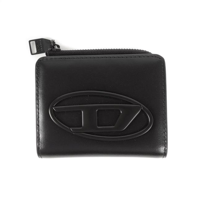DIESEL ディーゼル カードケース / ポケット付き レザー カードケース (HOLI-D CARD HOLDER ZIP L X10124 PR818) / ブラック 黒 / ブランド ファッション 小物 【メンズ】【中古】【美品】【K4470】