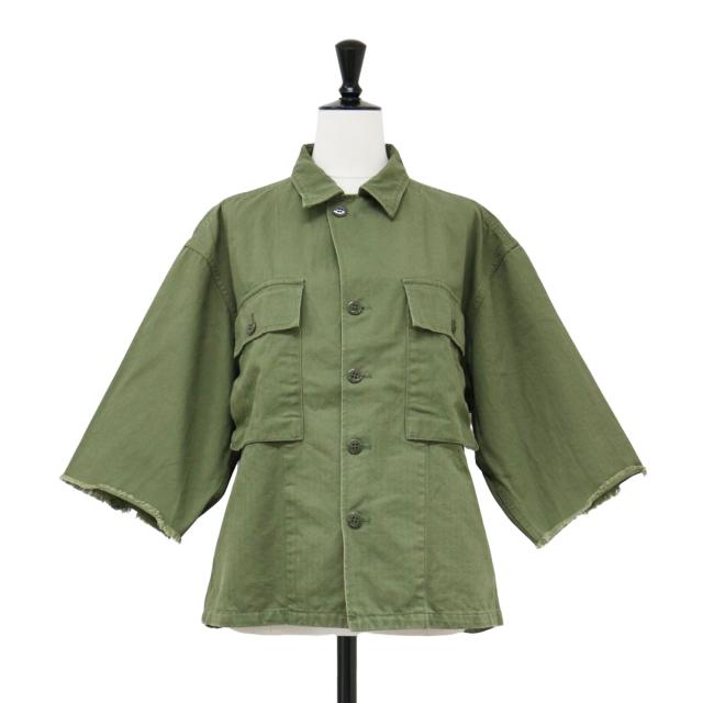 J.B. ATTIRE ジェービーアタイア ジャケット カーキ サイズ:1(M) / 25春夏 ミリタリージャケット JBV-2501 / PARIS UTILITY JACKET / 5分袖 ハーフスリーブ カットオフ コットン / アウター ブルゾン 上着 羽織り【レディース】【中古】【K4470】