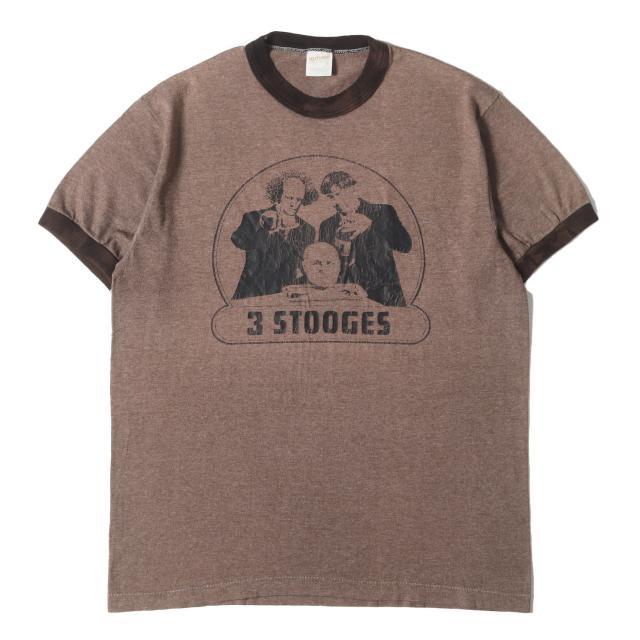 U.S.VINTAGE Tシャツ サイズ:M / 70s The Three Stooges / 三ばか大将 リンガー Tシャツ (Sportswearボディ / USA製) / 杢ブラウン / 70年代 ヴィンテージ 古着 / トップス カットソー 半袖【メンズ】【中古】【K4472】