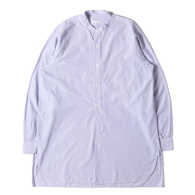 COMOLI コモリ シャツ サイズ:1 ピンストライプ バンドカラー ロング シャツ (W03-02002) / サックスブルー / トップス カジュアルシャツ 長袖 / 日本製【メンズ】【中古】【K4472】