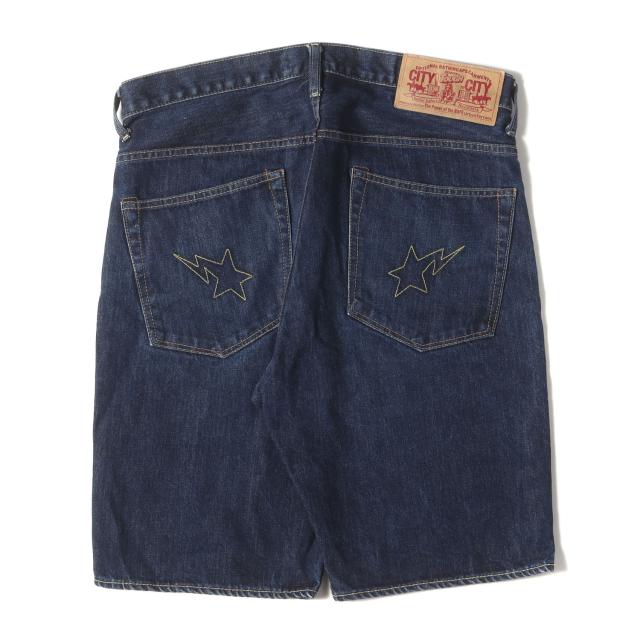 A BATHING APE ア ベイシング エイプ パンツ サイズ:M / STAステッチ デニム ショーツ / インディゴ / ボトムス ショートパンツ【メンズ】【中古】【K4473】