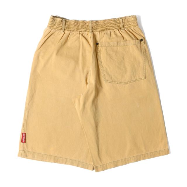 STUSSY ステューシー パンツ サイズ:28 / 80s OLD STUSSY 黒タグ ビーチ ワーク ショート パンツ (USA製) / イエロー / ボトムス ショーツ / 80年代 古着 ヴィンテージ【メンズ】【中古】【K4473】