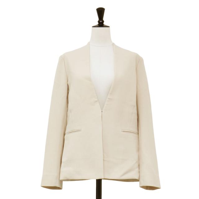 theory luxe セオリーリュクス ジャケット ベージュ サイズ:36 S / 24秋冬 ノーカラー ジャケット / LIVE2 GILL 二重織素材 ストレッチ ウォッシャブル / アウター 上着 羽織り / 日本製【レディース】【中古】【美品】【K4476】