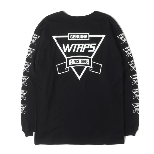 WTAPS ダブルタップス Tシャツ サイズ:S / ブランドロゴ ロングスリーブ Tシャツ / ブラック 黒 / トップス カットソー 長袖【メンズ】【中古】【美品】【K4477】