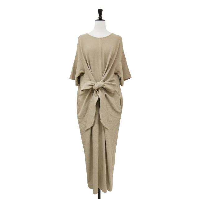 Johnbull ジョンブル Deuxieme Classe 別注 ワンピース ベージュ サイズ:FREE / サーマル ドレス / ワンピース ロング丈 半袖 ベルト コットン リネン / トップス 【レディース】【K4478】