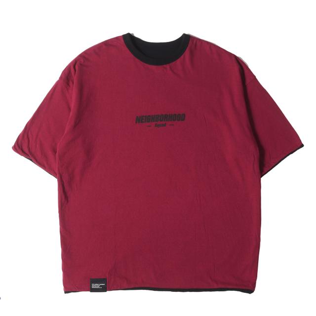 NEIGHBORHOOD ネイバーフッド Tシャツ サイズ:L / 23AW ミリタリーロゴ リバーシブル Tシャツ(REVERSIBLE CREWNECK SS) / ブラック バーガンディー / トップス カットソー 半袖【メンズ】【中古】【美品】【K4479】
