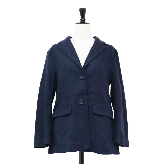 S Max Mara エス マックスマーラ ジャケット ネイビー 紺 サイズ:38 S / テーラード ジャケット / 長袖 2B ツイード調 リネン コットン / アウター ブルゾン 上着 羽織り【レディース】【中古】【K4479】