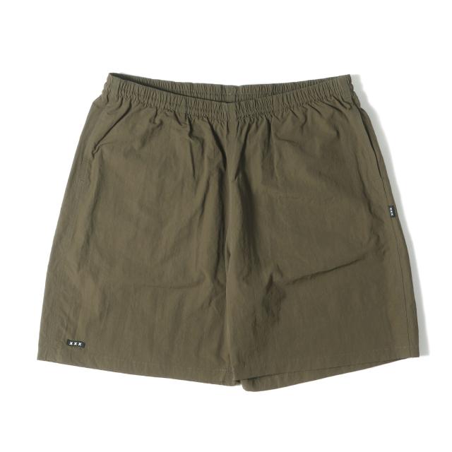 GOD SELECTION XXX ゴッド・セレクション・トリプルエックス パンツ サイズ:XL / 22SS ナイロンタスラン ボード ショート パンツ (Board Short) / カーキ / ボトムス ショートパンツ ズボン【メンズ】【中古】【美品】【K4480】