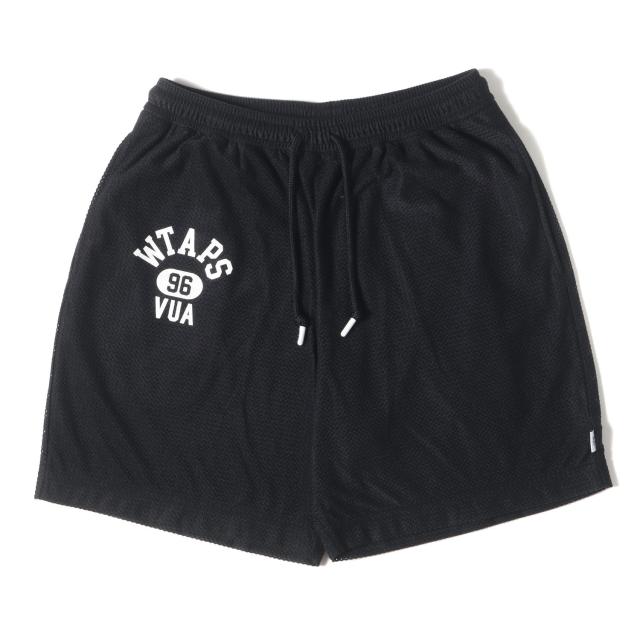 WTAPS ダブルタップス パンツ サイズ:M / 24SS カレッジロゴ メッシュ イージーショーツ (WUS 02 / SHORTS / POLY. ERA) / ブラック 黒 / ボトムス ショートパンツ ズボン【メンズ】【中古】【美品】【K4480】
