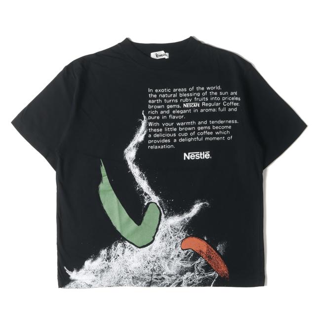 KANSAI YAMAMOTO カンサイ ヤマモト Tシャツ サイズ:詳細参照 / 80s Nestle グラフィック ロゴ Tシャツ / DEADSTOCK / ブラック 黒 / トップス カットソー 半袖 / 80年代【メンズ】【中古】【K4481】