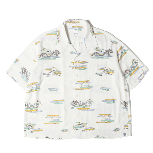 visvim ビズビム シャツ サイズ:3 / 24SS 龍&富士山 和柄 レーヨン アロハシャツ (COPA SHIRT S/S) / ホワイト 白 / トップス ハワイアン カジュアル 半袖【メンズ】【中古】【K4484】