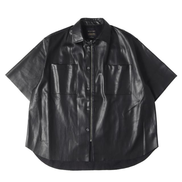 UNITED TOKYO ユナイテッドトウキョウ シャツ サイズ:1 / シンセティックレザー オーバーサイズ フルジップ 半袖 シャツ / ブラック 黒 / トップス カジュアルシャツ【メンズ】【中古】【美品】【K4484】