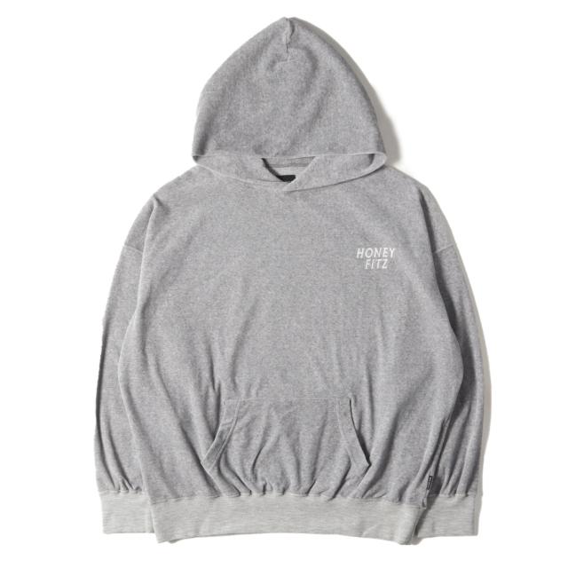 HONEY FITZ ハニーフィッツ パーカー サイズ:M ブランドロゴ刺繍 ベロア パーカー VELOUR HOODIE ヘザーグレー トップス フーディー【メンズ】【K4201】