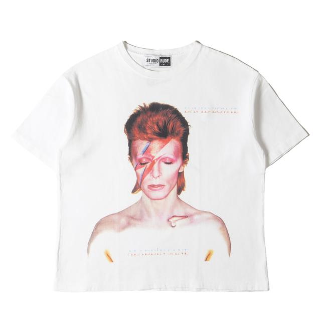 RUDE GALLERY ルードギャラリー Tシャツ サイズ:S / 22AW STUDIO RUDE ×DAVID BOWIE アルバムアート クルーネック Tシャツ / ホワイト 白 / トップス カットソー 半袖 / オフィシャルコラボ【メンズ】【中古】【K4485】