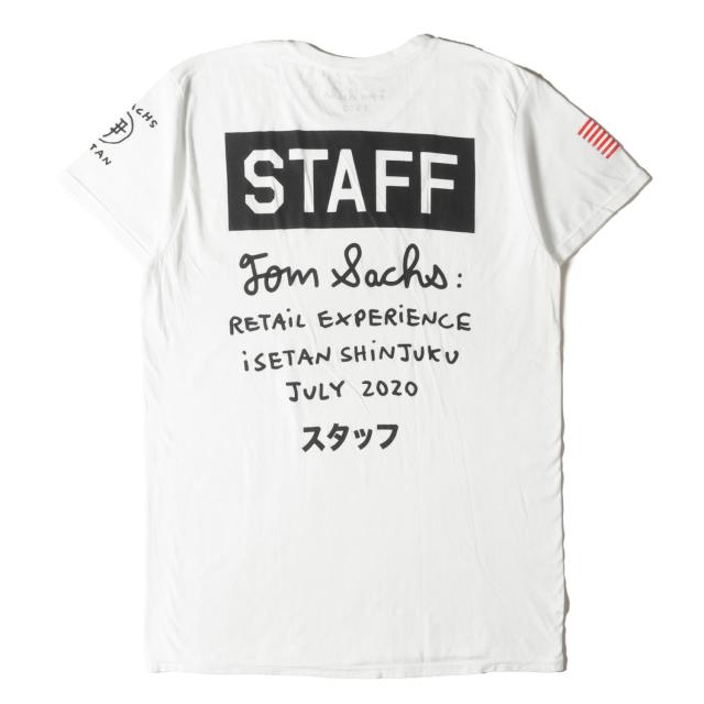 Tom Sachs トム・サックス Tシャツ サイズ:L / 20SS 伊勢丹新宿 限定 スタッフロゴ クルーネック Tシャツ / ホワイト 白 / トップス カットソー 半袖【メンズ】【中古】【美品】【K4485】