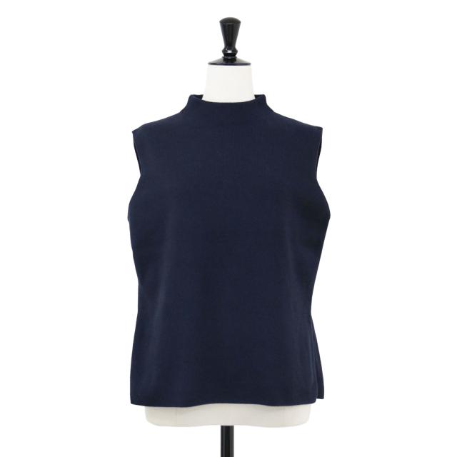 theory luxe セオリーリュクス ニット ネイビー 紺 サイズ:38(M) / 25春夏 ボトルネック ノースリーブ ニット / Fulton Thoma Sweater ストレッチ ウォッシャブル / トップス セーター【レディース】【中古】【K4486】