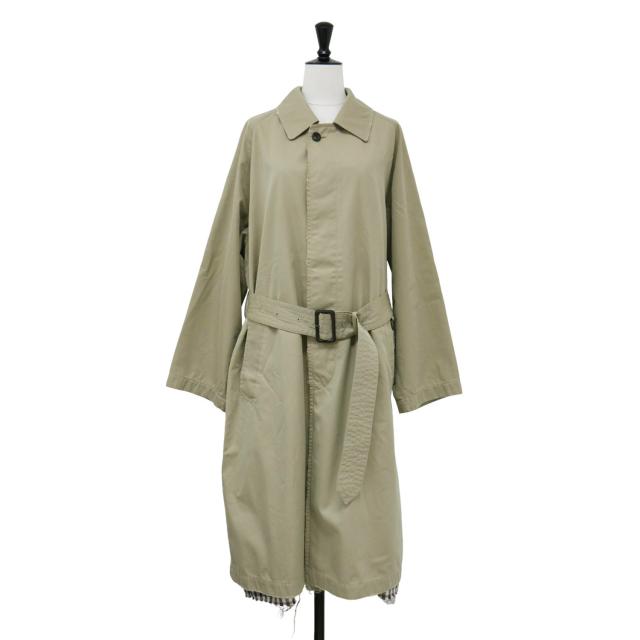 Aquascutum アクアスキュータム × INSCRIRE × Bshop ステンカラーコート ベージュ サイズ:6 S / 24春夏 バルマカーンコート / クラッシュ加工 ダメージ加工 USED加工 チェック柄 コットン / アウター 上着 羽織り / 日本製【レディース】【中古】【K4487】