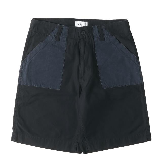 WTAPS ダブルタップス パンツ サイズ:S / コットンサテン ミリタリー ショーツ (BUDS SHORTS) / ブラック ネイビー 黒紺 / ボトムス ショートパンツ【メンズ】【中古】【K4489】