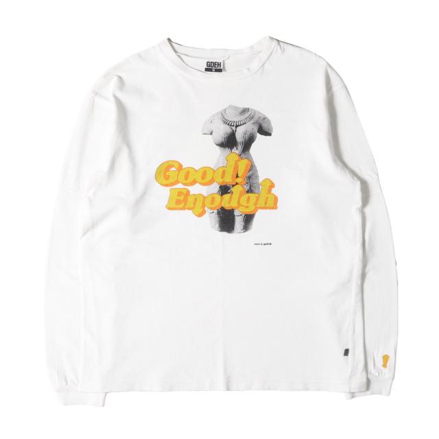 GOOD ENOUGH グッドイナフ Tシャツ サイズ:M / 00s 土偶グラフィック ロングスリーブ Tシャツ (2002年モデル) / ホワイト 白 / トップス カットソー 長袖 / 00年代 アーカイブ【メンズ】【中古】【K4489】