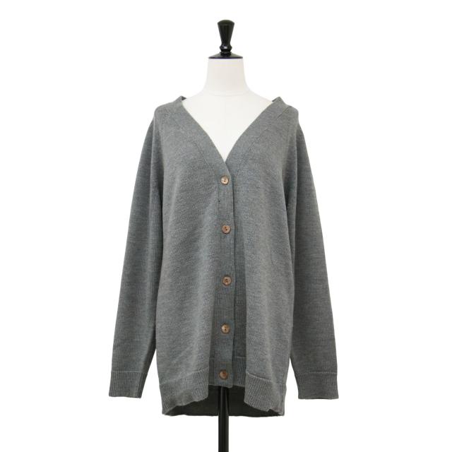 Maison Margiela メゾン マルジェラ カーディガン グレー サイズ:L / MISS DEANNA ウール Vネック カーディガン / ニット ミドル丈 長袖 ヴィンテージ / トップス 羽織り セーター / イタリア製【レディース】【中古】【K4493】