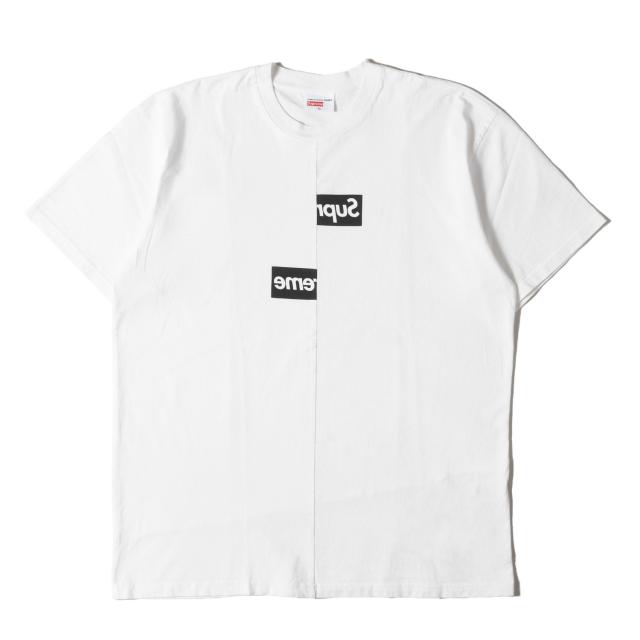 Supreme シュプリーム Tシャツ サイズ:XL / COMME des GARCONS SHIRT スプリット ボックスロゴ クルーネック Tシャツ (Split Box Logo Tee) / ホワイト 白 / トップス カットソー 半袖【メンズ】【中古】【K4495】