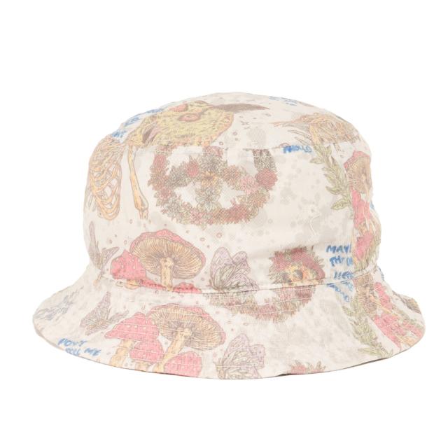 RADIALL ラディアル ハット サイズ:M / 24SS HIROTTON グラフィック バケットハット (FLASH BUCKET HAT) / ホワイト 白 / ブランド 帽子【メンズ】【中古】【美品】【K4495】