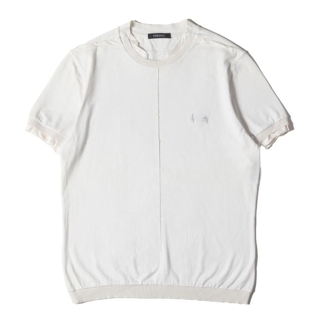 VERSACE ヴェルサーチ Tシャツ サイズ:50 / シルク デザイン センターシーム Tシャツ / ナチュラル / イタリア製 / トップス カットソー 半袖【メンズ】【中古】【美品】【K4496】