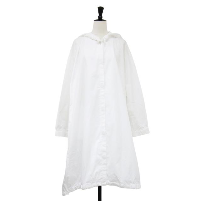 mizuiro ind ミズイロインド コート ホワイト 白 サイズ:FREE / 24春夏 ギャザー フーデット コート / gather hooded CT ロング丈 ドロスト ポケット コットン リネン / アウター ブルゾン 上着 羽織り / 日本製【レディース】【中古】【K4496】
