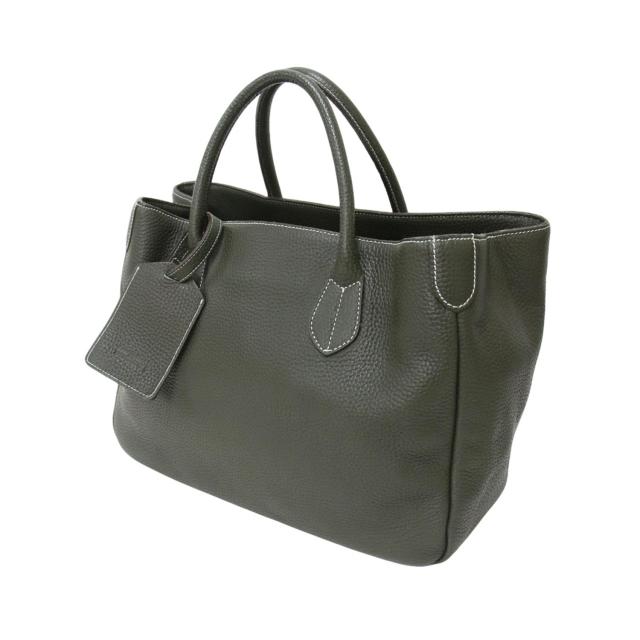 A.D.M.J. エーディーエムジェイ バッグ カーキ / レザー トートバッグ / ハンドバッグ ネームタグ付き 牛革 本革 / 鞄 カバン【レディース】【中古】【K4496】