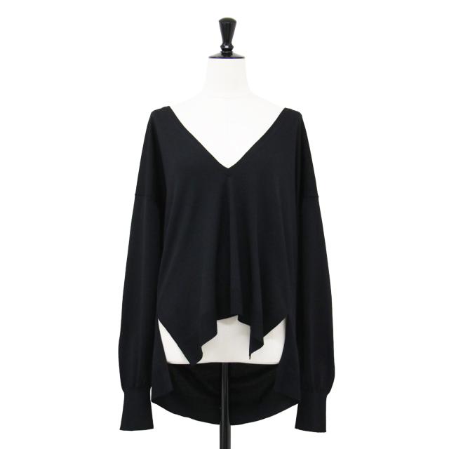 NOBLE ノーブル ニット ブラック 黒 サイズ:FREE / 24秋冬 レーヨン ポリエステル 深Vネック プルオーバー / ニット 長袖 ハイゲージ / トップス セーター【レディース】【中古】【美品】【K4496】