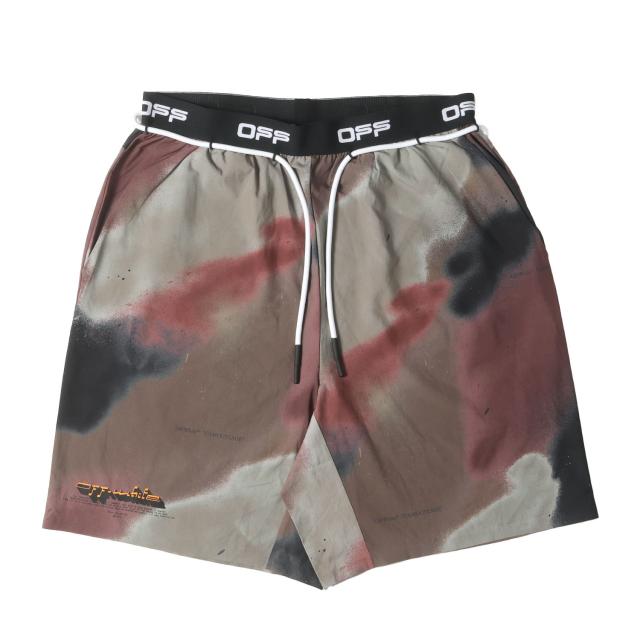 OFF-WHITE オフホワイト パンツ サイズ:L / 20SS スプレーカモ ストレッチ イージーショーツ / カーキ ブラウン系 / ボトムス ショートパンツ【メンズ】【中古】【K4495】