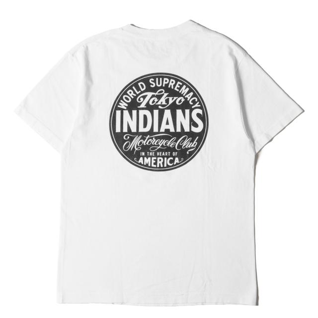 Timc Inc. 東京インディアンズ モーターサイクル Tシャツ サイズ:M / 東京インディアンズ ブランドロゴ クルーネック Tシャツ / ホワイト 白 / トップス カットソー 半袖【メンズ】【中古】【美品】【K4498】