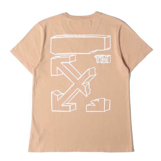 OFF-WHITE オフホワイト Tシャツ サイズ:L(レディース) / イラストアロー クルーネック Tシャツ / ベージュ / トップス カットソー 半袖【メンズ】【中古】【K4498】