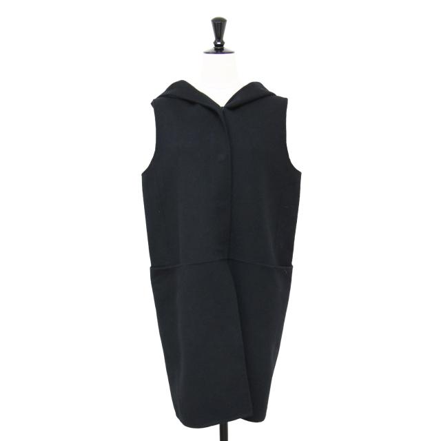 S Max Mara エス マックスマーラ ベスト ブラック 黒 サイズ:38(S) / ウール フード付き ロング ベスト / CUCITO A MANO ジレ Iライン / トップス【レディース】【中古】【K4497】