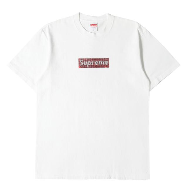 Supreme シュプリーム Tシャツ サイズ:S / 19SS 25周年記念 スワロフスキー ボックスロゴ クルーネック Tシャツ (Swarovski Box Logo Tee) / ホワイト 白 / トップス カットソー 半袖【メンズ】【中古】【K4469】