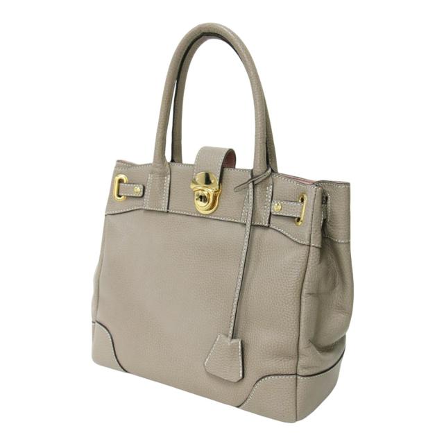 A.D.M.J. エーディーエムジェイ バッグ グレージュ / THE GRAND HOTEL WATERFALL TOKYO トートバッグ / ハンドバッグ / シュリンクレザー 牛革 / ブランド カバン / 日本製【レディース】【中古】【K4499】