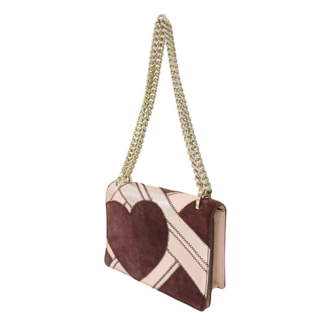 Kate spade ケイトスペード バッグ ピンク系 サイズ:FREE / ハート パッチワーク チェーン ショルダーバッグ / 2WAY 肩掛け クロスボディ スエード レザー コンビ / ブランド カバン【レディース】【中古】【K4499】
