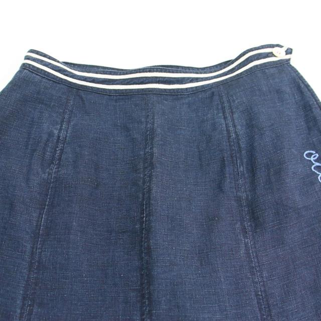 45R フォーティファイブ・アール スカート インディゴ サイズ:3(L) / リネンのセーラースカート / プリーツスカート ミディ丈 タック フレア Aライン インディゴ染め / ボトムス / 日本製【レディース】【中古】【K4500】 45R フォーティファイブ・アール スカート インディゴ サイズ:3(L