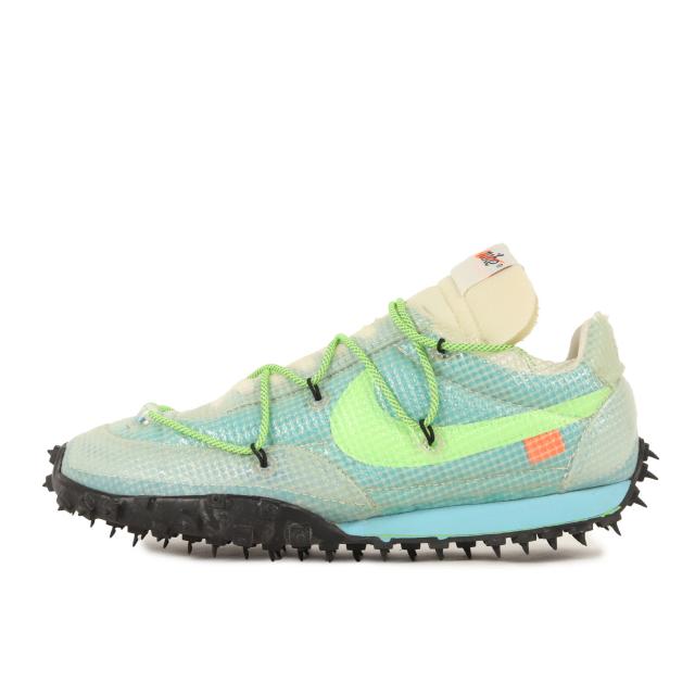 OFF-WHITE オフホワイト サイズ:28.0cm NIKE WMNS WAFFLE RACER / OW (CD8180-400) ナイキ ウィメンズ ワッフルレーサー ヴィヴィッドスカイ エレクトリックグリーン WMNS US11 ローカット スニーカー シューズ 靴 コラボ【メンズ】【中古】【K4219】