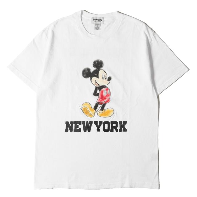 BOWWOW バウワウ Tシャツ サイズ:M / 24SS RECOGNIZE Disney ミッキーマウス フロッキープリント Tシャツ (MICKEY MOUSE 88/12 TEE) / ホワイト 白 / トップス カットソー 半袖 / コラボ【メンズ】【中古】【K4501】