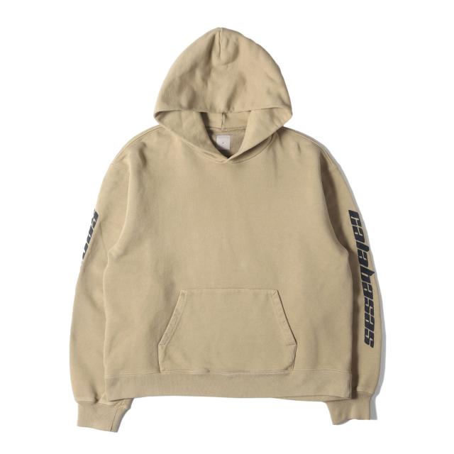 YEEZY イージー パーカー  サイズ:M CALABASAS 袖ロゴ ヘビーウェイト スウェットパーカー ベージュ トップス フーディー イタリア製【メンズ】【中古】【美品】【K4242】