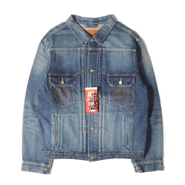 BlackEyePatch ブラックアイパッチ ジャケット サイズ:L 22SS 家紋ロゴ ヴィンテージ加工 2ndタイプ デニムジャケット KAMON DENIM JACKET インディゴ アウター ブルゾン 上着【メンズ】【K4224】