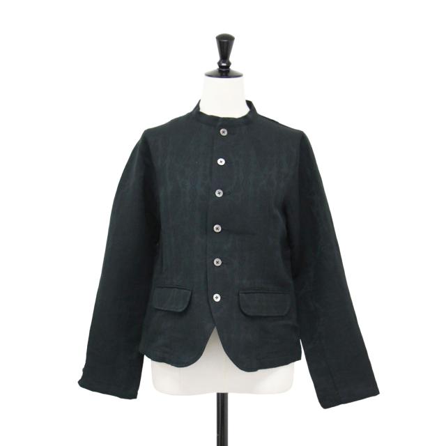 GRANDMA MAMA DAUGHTER toro グランマママドーター トロ ジャケット ブラック 黒 サイズ:0(S) / ジャガード バンドカラー ジャケット / 長袖 コットン リネン / アウター ブルゾン 上着 羽織り【レディース】【中古】【K4503】